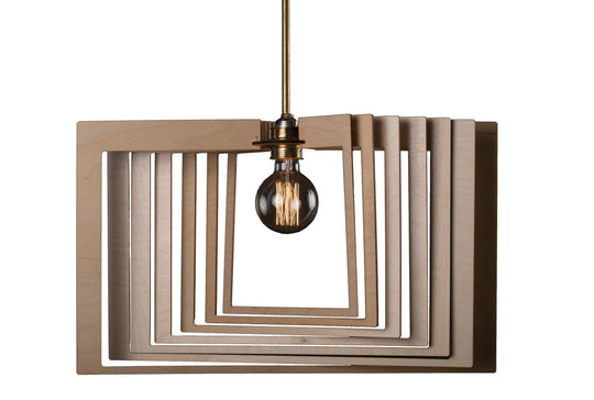 Square Stack Modern Wood Pendant Light
