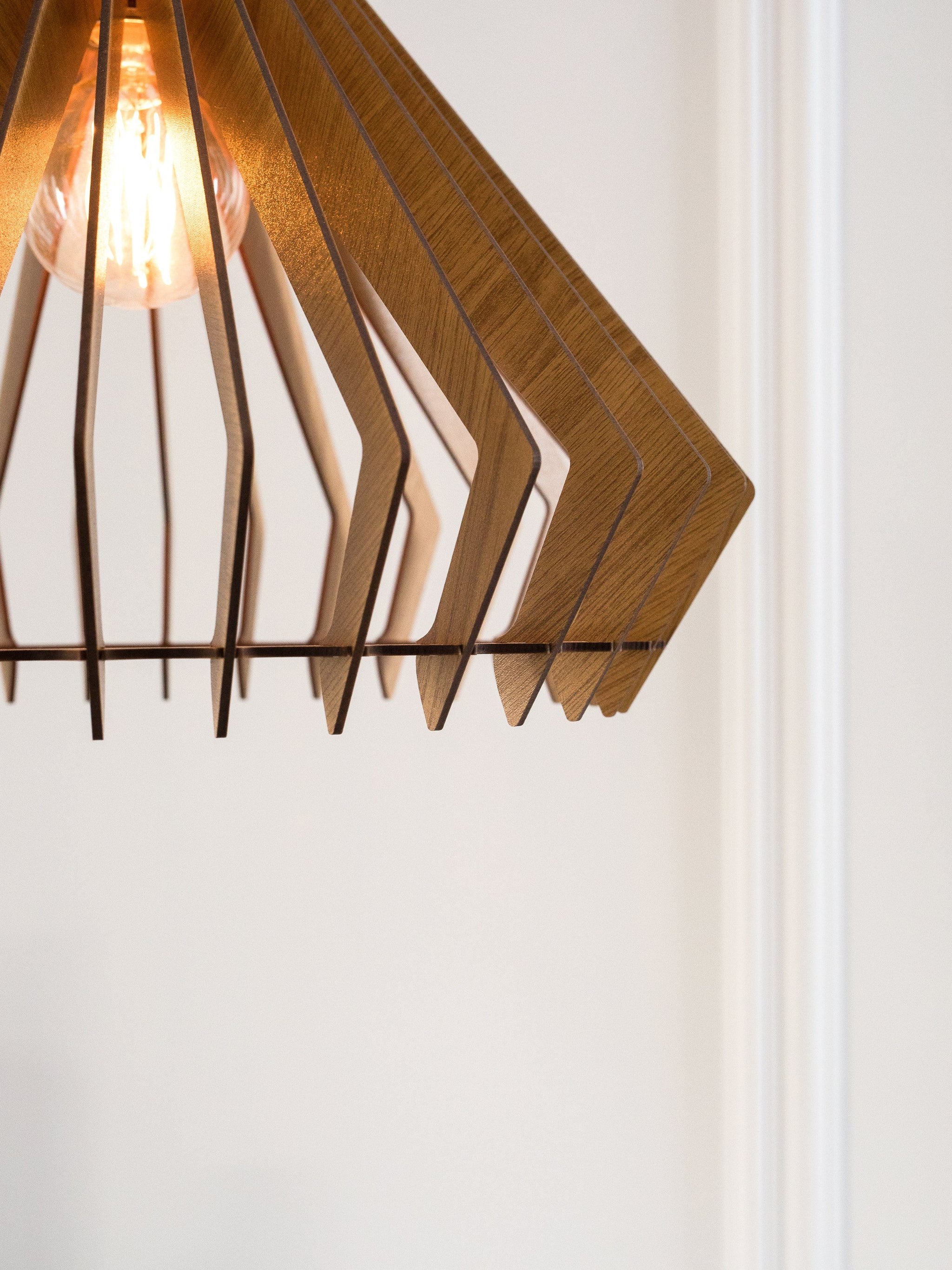 Diamond Shape Modern Wood Pendant Light